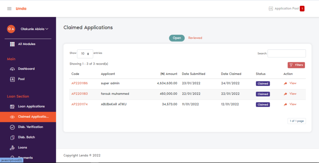 Claimed Application – Lendastack Knowledge base