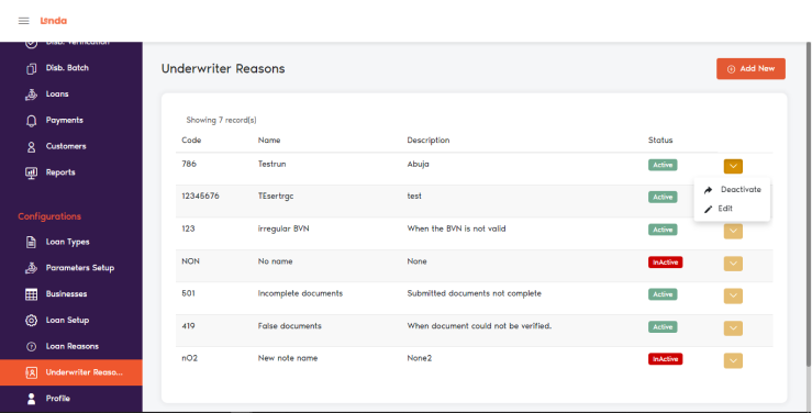 Underwriter Reasons – Lendastack Knowledge base