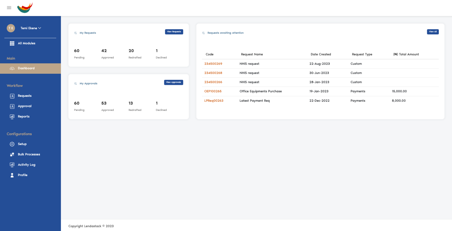 Dashboard – Lendastack Knowledge base