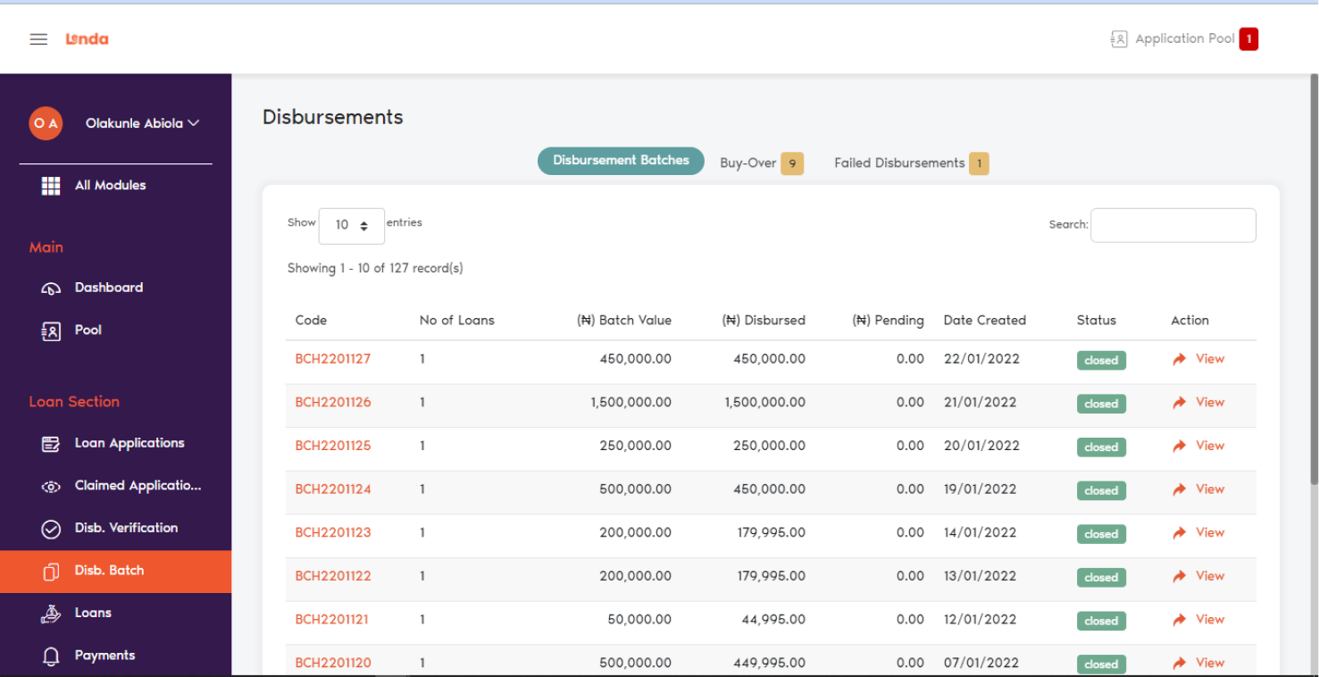 Disbursement Batch – Lendastack Knowledge base
